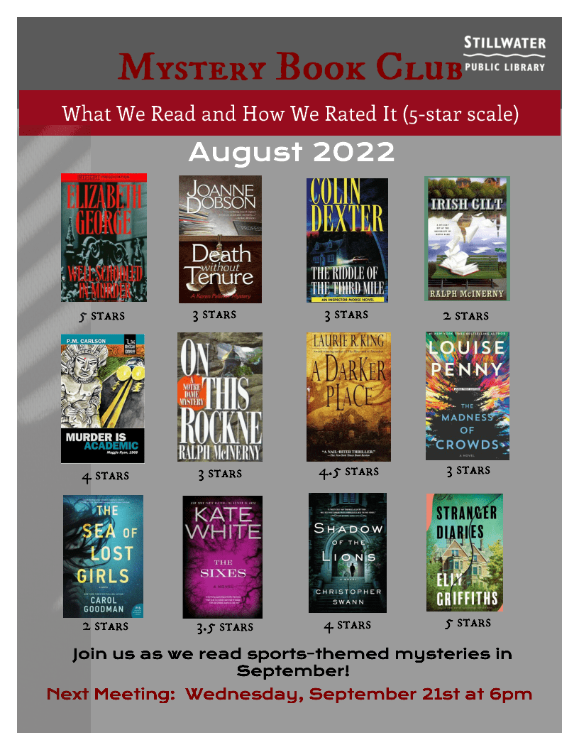 Mystery Book Club Lists - Stillwater Public Library