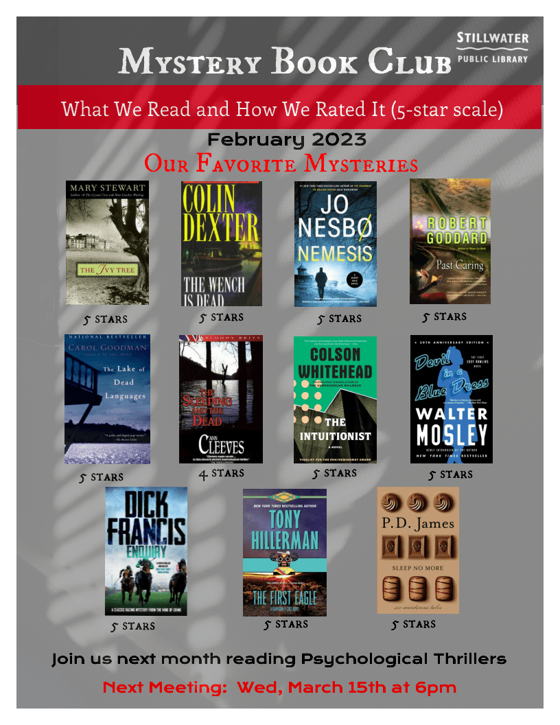 Mystery Book Club Lists - Stillwater Public Library