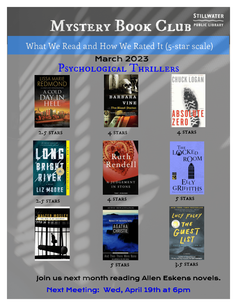 Mystery Book Club Lists - Stillwater Public Library
