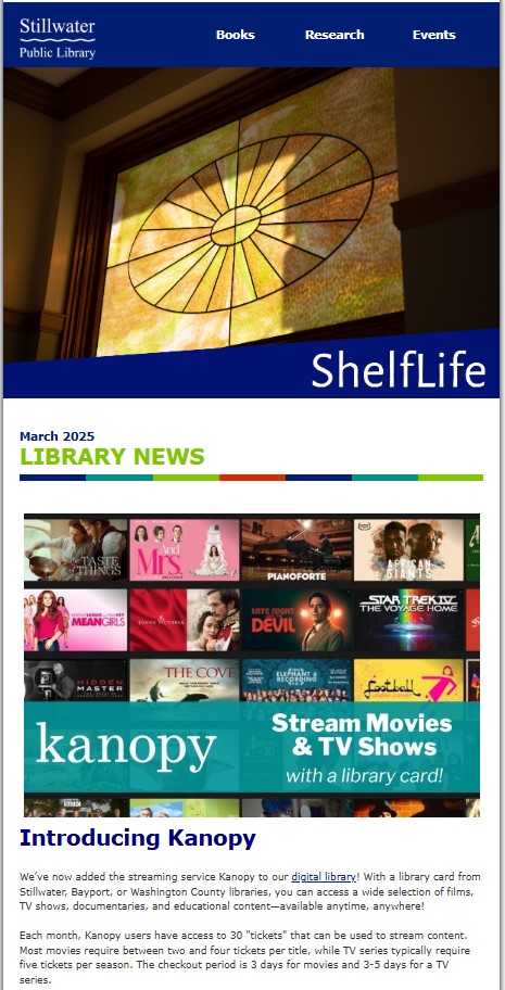 March Library News - Stillwater Public Library